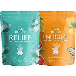Body Restore Shower Steamers Aromatherapy (15 Packs x 2) - Gifts for Mom, Gifts for Women & Men, Shower Bath Bombs, Eucalyptus, Citrus Grove Essential Oils, Stress Relief
