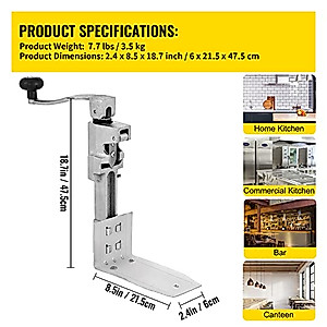 Happybuy Commercial Can Opener, 15.7 inches Tabletop Can Opener, Heavy Duty Manual Table Can Opener for Restaurant Hotel Bar