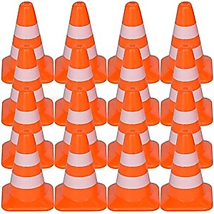 Operitacx 28pcs Miniature Traffic Cones Mini Traffic Sign Toys Construction Road Cones Road Parking Field Marker Cones Plastic Roadblock Model Toy Children Educational Learning Toy Models