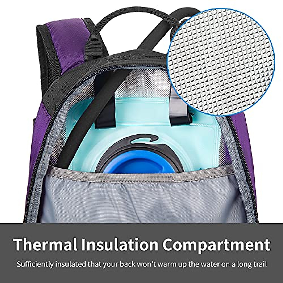 SHARKMOUTH Hydration Pack Backpack - Insulated Daypack with 2.5L Water Bladder for Hiking, Running, Camping, Cycling