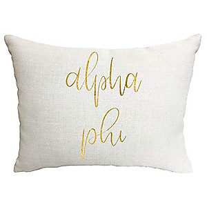 Sorority Shop Alpha Phi Pillow – Gold Script Design, 12" x 16" Lumbar Pillow Sorority