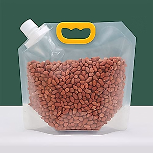 JJJ Grain Moisture-Proof Sealed Bag, 10 pcs Transparent Grain Storage Suction Bags, Resealable Airtight Smell Proof Packaging Baggies, Stand Up Food Storage Pouches (1.5L)