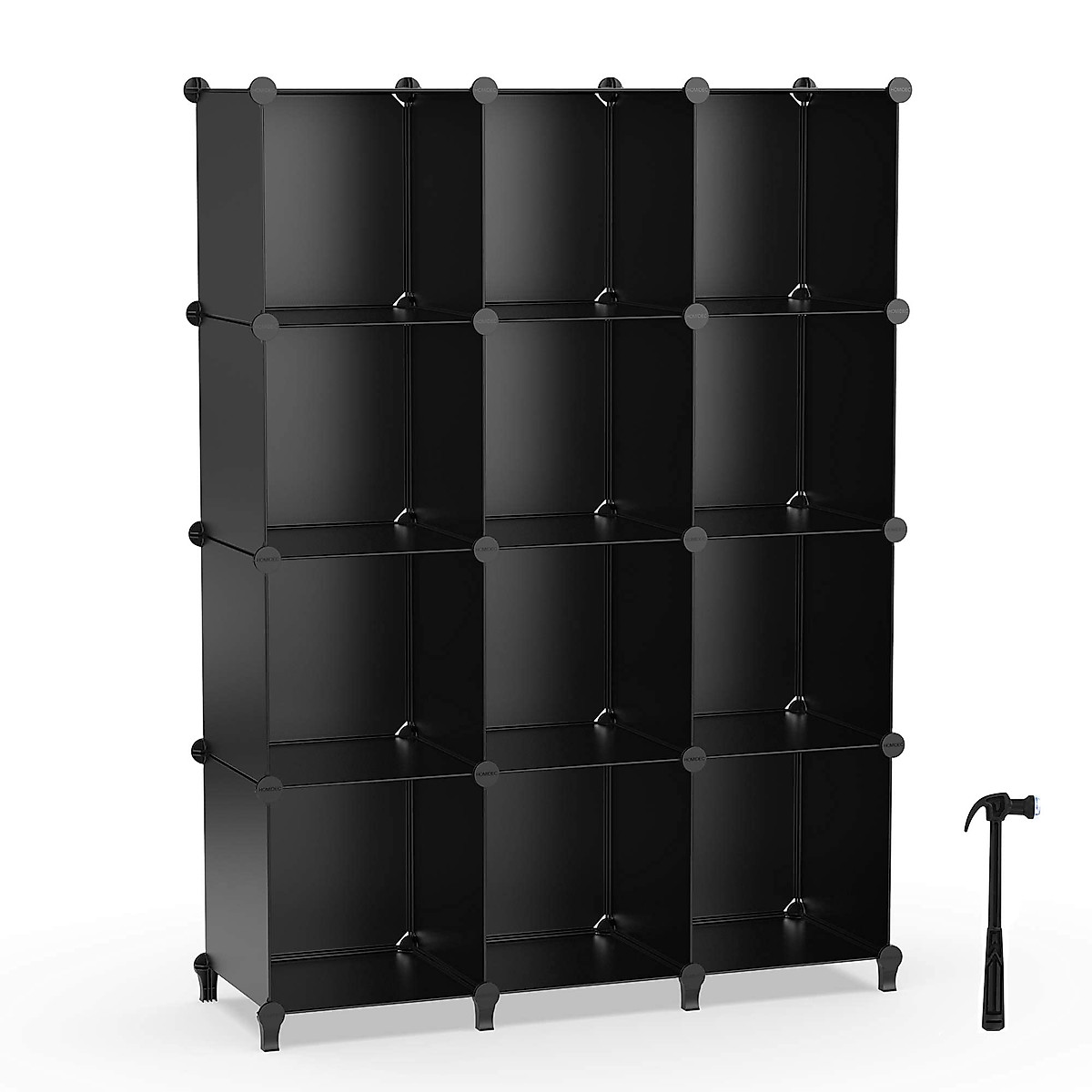 SIMPDIY 12 Storage Cube Organizer Bedroom Storage Shelves Closet Cube Bookcase with Zip Ties Bookshelf with Metal Hammer Modular Cubes Plastic Portable Organizer for Bedroom Kids Toy Home Storage