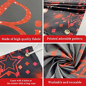 Red and Black Happy Birthday Background Banner Sign Poster Large Fabric Glitter Balloon Fireworks Sign Birthday Photo Backdrop Background for Kid Adults Birthday Party Decoration Supplies,65 x 41 Inch