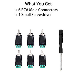 ALEKOR Phono RCA Male Plug to AV Screw Terminal Audio Video Connector Speaker Wire to RCA Adapter (Pack of 6)
