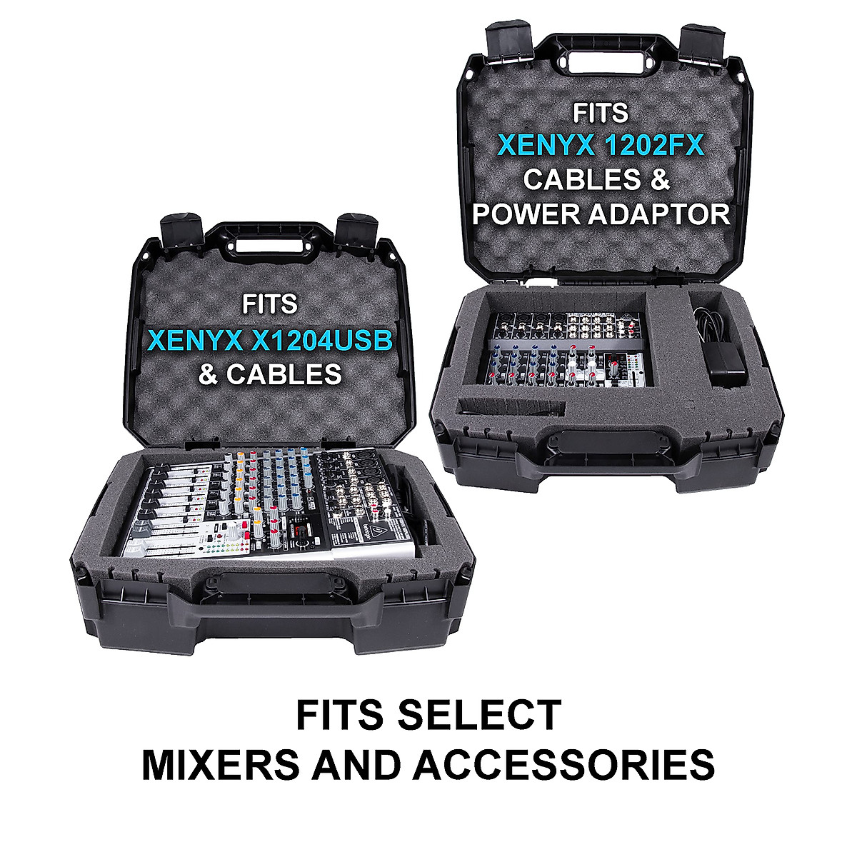 CASEMATIX 17" Hard Shell Audio Mixer Travel Case Compatible with Behringer Xenyx X1204USB, 1204USB, QX1204USB, Q1204USB, 1202FX, 1202, 802, Q802USB, QX1202USB, QX1002USB, 1002B, Q1202USB