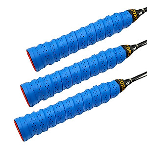 ATGRS Tennis Grip Tacky Tennis Racket Grip Tape Absorbent Anti-Slip Tennis Overgrip for Tennis Badminton Pickleball Racquet Handle Grip with Damping Ridges Overgrips (Blue)