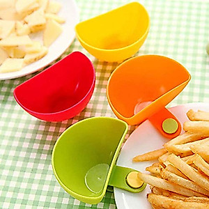 8 PCS Dip Clips, Youthful Assorted Plate Clip-on Holder Plate Clip Container Dish Colorful Dip Holder Plate Grab Clip-on Bowl for Tomato Sauce Salt Vinegar Sugar Flavor Spice Bowl - Random Color (8)