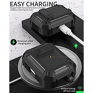 OTOPO Compatible with Airpods Pro 2/1 Case Cover Lock with Ear Tips Cleaning Kit, iPods Pro 2 Rugged Protective Airpod Pro Case for Apple Airpod Pro 2nd Generation Earbuds Case Men Women Black