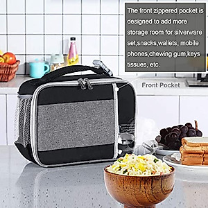 Amersun Kids Lunch Box with Supper Padded Inner Keep Food Cold Warm for Longer Time, Leak-proof Solid Insulated School Lunch Bag with Multi-Pocket for Teen Boys Girls,CPC Certified Black Grey New