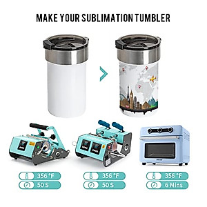 PYD Life Sublimation Blanks Kids Tumbler Travel Cups White 13 OZ Stainless Steel Coffee to Go Cups Mugs Bottles with Lid for Tumbler Heat Press 4 Pack