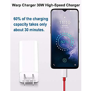 ChiChiFit Warp Charger,30W Quick Rapid Charge Power AC Wall Adapter [5V 6A] with USB-C Fast Charging Data Cable（3.3FT Compatible with OnePlus 8/7Pro/ 6T/ 6/ 5T/ 5/ 3T/ 3 (White)