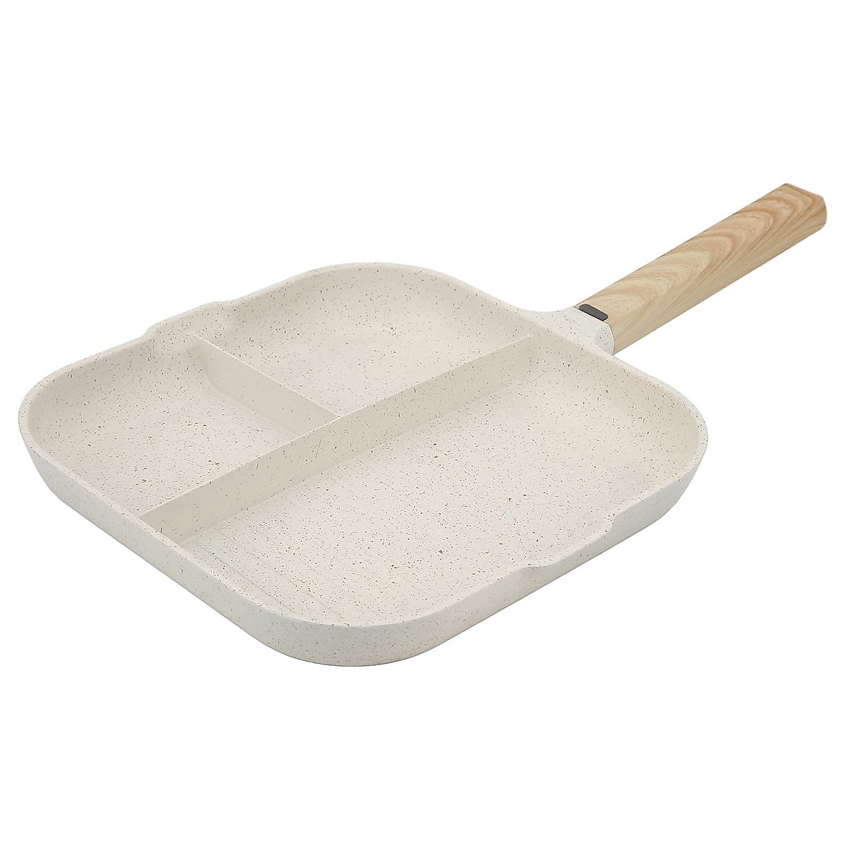 Zerodis 3 in 1 Frying Pan, Aluminum Alloy Partitioned Non Stick 3 Section Divided Breakfast Pan Grill Pan Partitioned Multifunction Kitchen Egg Pan for Breakfast