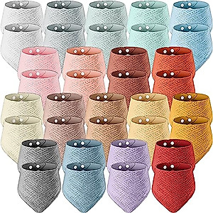 Vabean 36 Pack Muslin Baby Bibs Bulk Cotton Baby Bandana Drool Bibs Adjustable Baby Teething Bibs for Toddler Infant Newborn Unisex Boys Girls, 18 Solid Colors