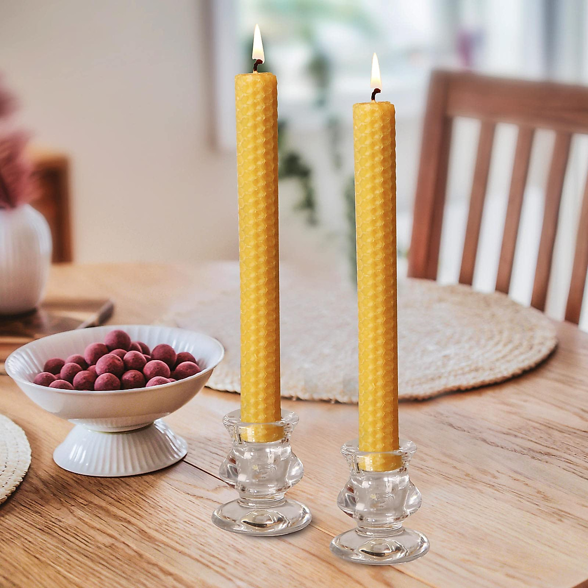 olorvela Beeswax Candles Handmade Taper Candles 6Pack 8" Hand-Rolled Candlesticks Made of 100% Pure Beeswax, Natural Scent Beeswax Tapers(Raw)