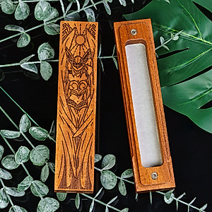 Poludie Sapele Wooden DND Dice Box, D&D Dice Holder 7 Die Dice Case with Felt Lined Magnetic Lid for D&D Tabletop Game(Valkyrja)