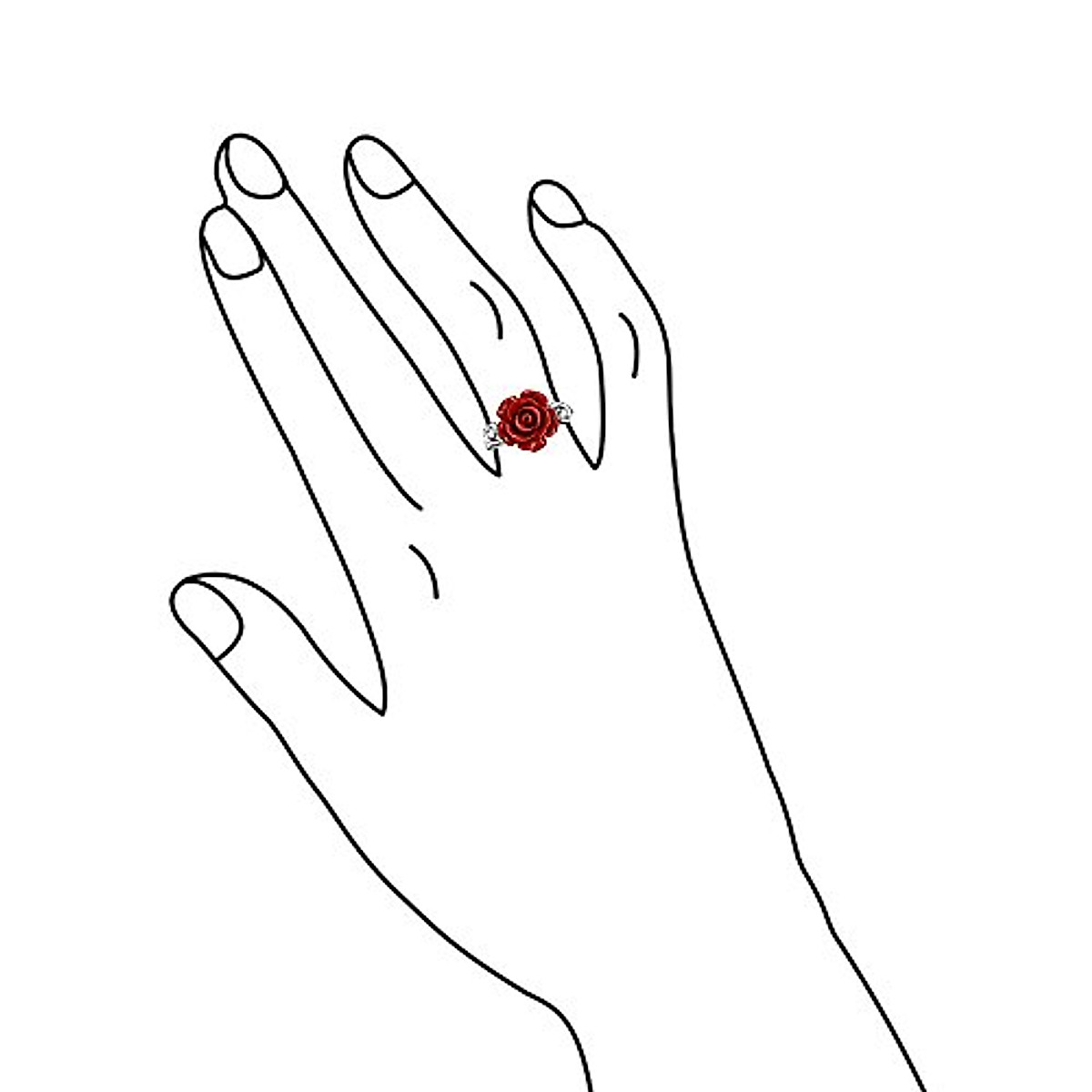 Bling Jewelry CZ Accent Flower Fashion Red carved Rose Statement Ring For Women For Teen .925 Sterling Silver