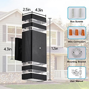 DASTOR 4 Pack Dusk to Dawn Outdoor Wall Lights, 3000K Warm White Exterior Light Fixture, Up and Down Porch Lights Outdoor Wall Mount, Waterproof Outside Lights for House Porch Garage
