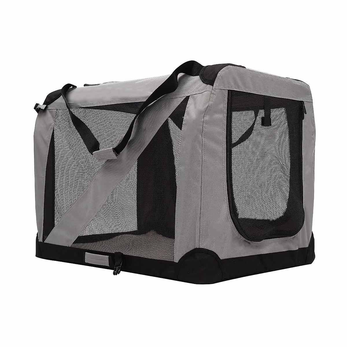 DYNAMI 27.5 inch Collapsible Crate for Dogs,3-Door Foldable Soft Kennel with Mesh Windows,Portable Dog Travel Crate with Strong Steel Frame,for Indoor & Outdoor Travel