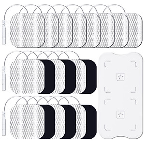 AUVON TENS Unit Electrode Pads 2"x2" 20 PCS with Pads Holder & Storage Bag, Reusable Latex-Free TENS Pads with Upgraded Adhesion, Non-irritating Electrodes Compatible with TENS 7000, Etekcity, Nicwell