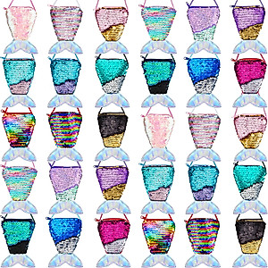 30 Pcs Mermaid Tail Coin Purse for Girls Mermaid Party Favors Mermaid Sequin Coin Purse for Kids Girls Mermaid Birthday Party Decorations