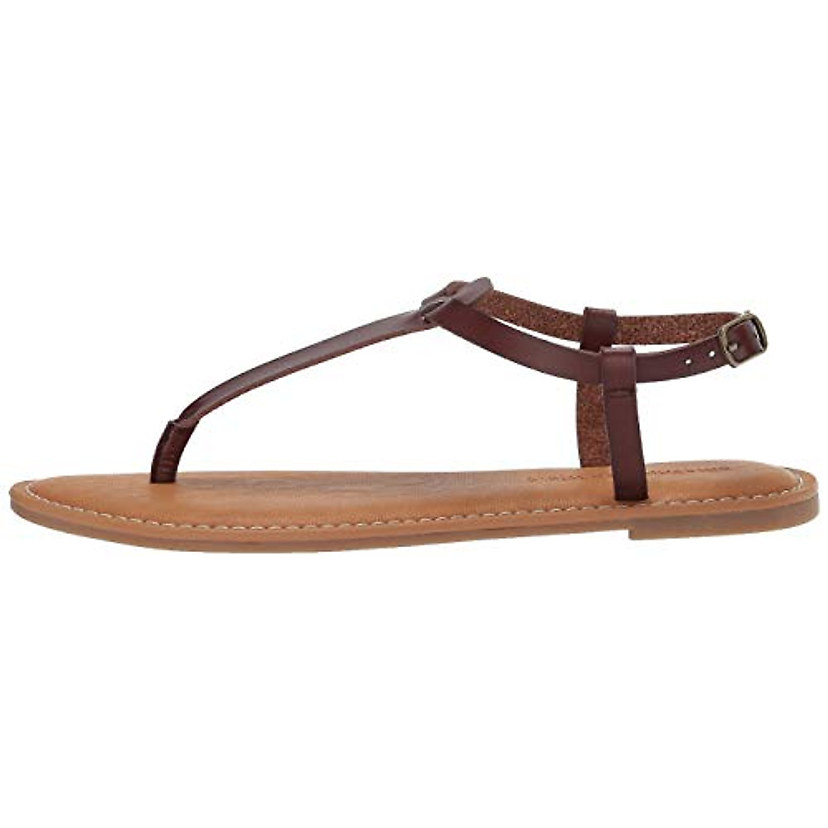 Amazon Essentials Women's Casual Thong Sandal with Ankle Strap, Brown, 7