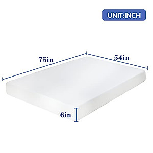 Full Size Mattress, 6 Inch Gel Memory Foam Mattress for Cool Sleep & Pressure Relief, Medium Firm RV Daybed Mattress for Kid Adults, Bed-in-a-Box, CertiPUR-US Certified