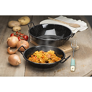 Zinel 4506 Pan Kadai/Wok with Handles, Enamel, Black/White Dots, 30cm