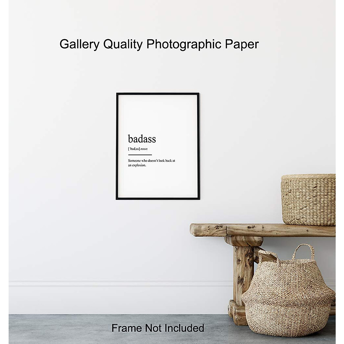 Badass Definition Wall Art, Home Decor - Macho, Tough Guy Poster, Print - Funny Unique Room Decorations for Game Room, Man Cave, Garage, Bar - Gift for Man, Men - 8x10 Photo Unframed