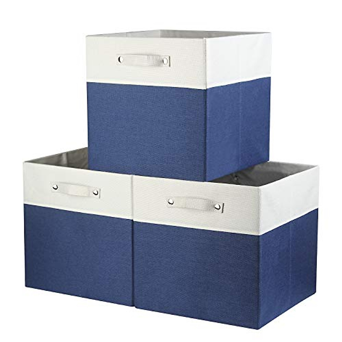 Awekris Storage Cubes, 13 Inch Foldable Storage Bins with Sturdy Handles, 3 Pack Fabric Clothes Organizer Storage Baskets for Home Office Closet, Clothes, Toys, Royal Blue