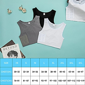 XUJI FTM Transgender Chest Binder Tank Top (B, L) Black