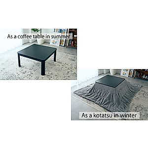KEN JAPAN KB-75US(BK) Kotatsu Heater Table with 120V Electric Heater Low-Lying Dining and Work Desk Square W29.5xD29.5xH15inches Table top Surface Reversible Gray Brown Color Home and Living