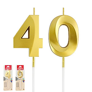 40th Birthday Decorations for Men, Gold 40th Birthday Candles, 40th Birthday Gifts Women Men 40 Year Old Happy 40th Birthday Decorations Cake Topper Number 40 Candle Cake Sparkler 40th Birthday Decor
