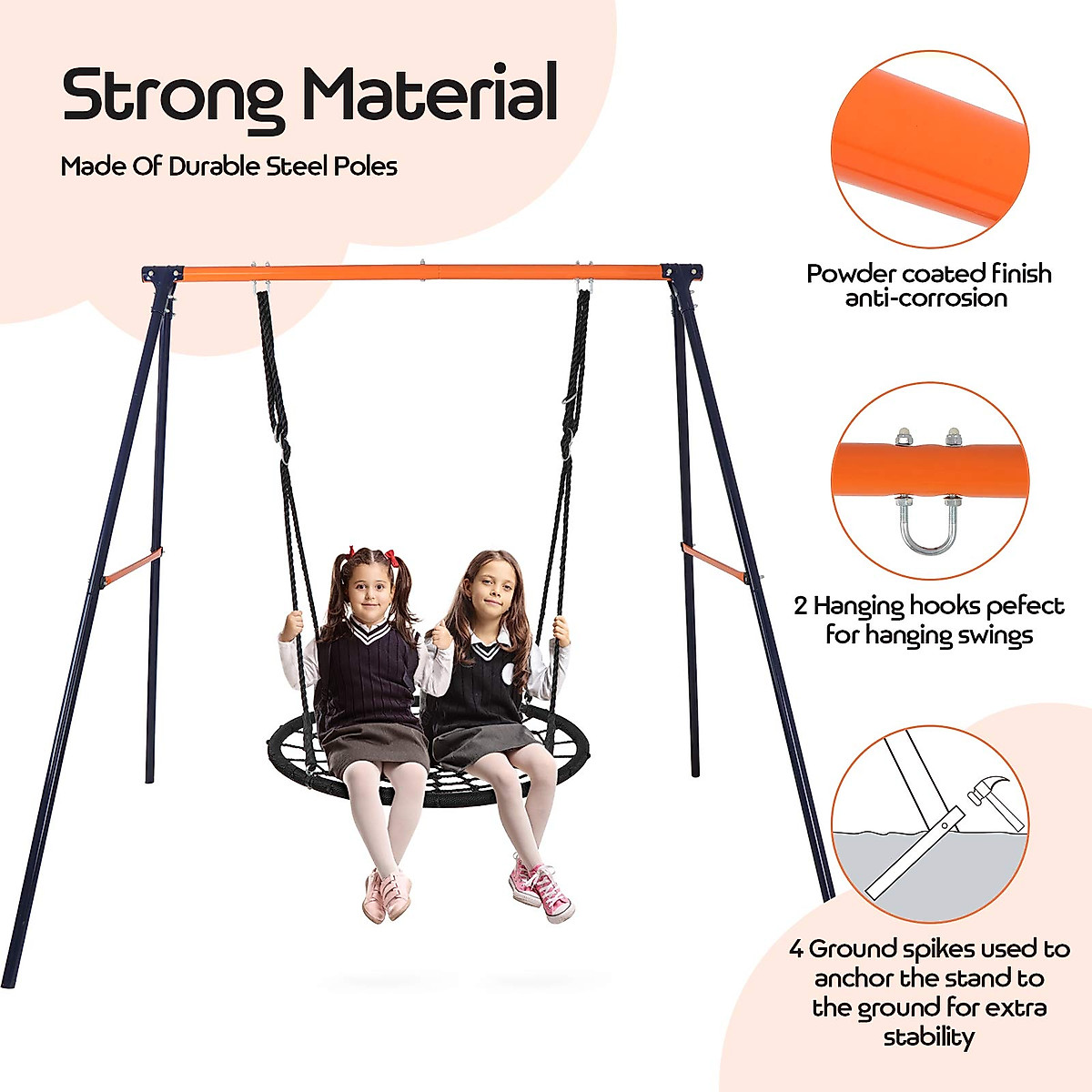 ZENY Swing Stand Frame, Heavy Duty A Frame Swing Set for Kids Adults, Weight Capacity 440lbs, Hammock Chair Stand