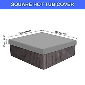 PATIKIL 90.9x90.9x11.8 inch Square Hot Tub Cover, 210D Oxford Waterproof Dustproof SPA Cover Protector Patio Furniture Covers for Hot Tub Outdoor Indoor, Gray