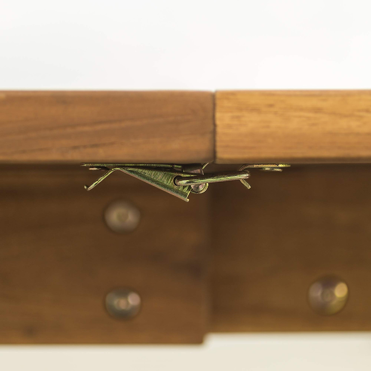 Walker Edison Maui Modern Solid Acacia Wood Slatted Patio Dining Table, 78 Inch, Brown