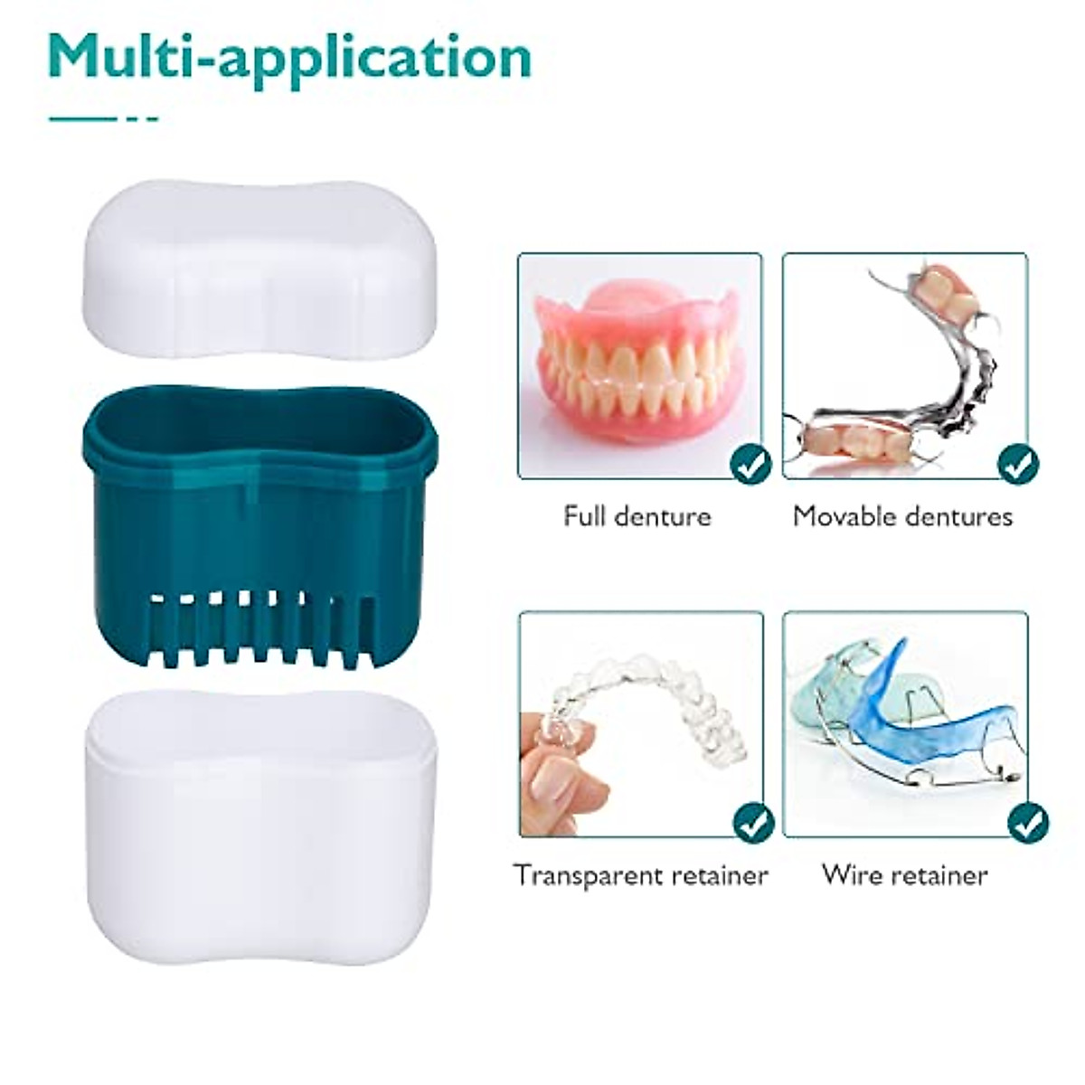 LVCHEN Denture Cleaning Case - Soaking Cup False Teeth Container Denture Storage Case with Strainer Basket for Travel Cleaning Complete Clean Care for Dentures and Clear Braces