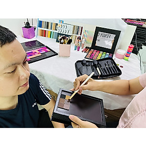 SZDYM Strong 4 layers Empty magnetic palette book palette+1pcs Makeup Depotting Spatula+50pcs Round Metal Stickers+50pcs Square Metal Stickers