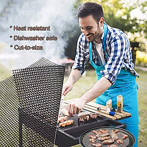 Akblaklsa 4 Pack Non-Stick Oven Liners and Mesh Mats, Reusable Liners for Toaster Oven, 13 × 15.74 inch Grill Mats and Mesh Mats, Oil Brush, Toaster Oven Reusable Mats Set, Heat Resistant Baking Mat