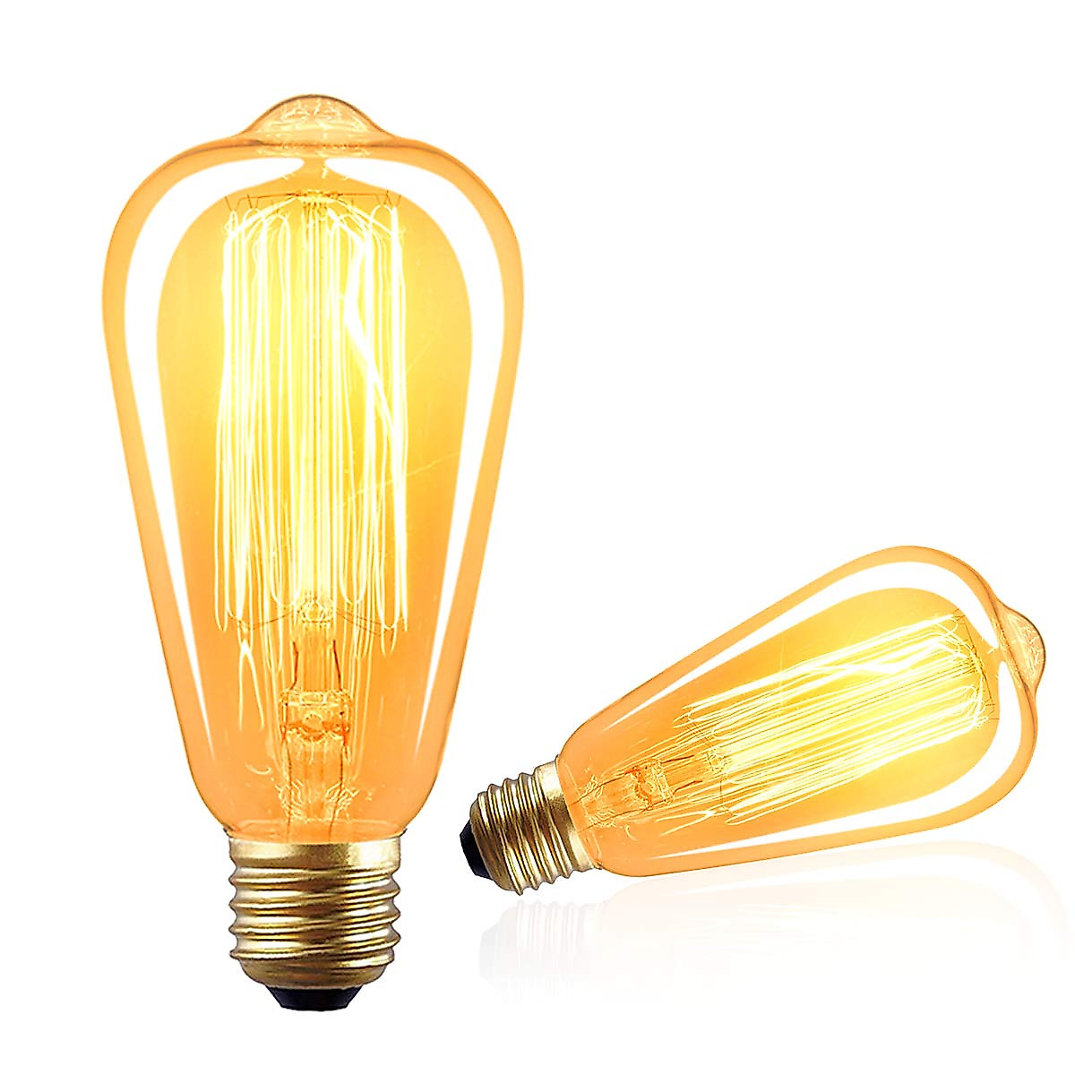 LUXON Edison Bulbs,Antique Vintage Style Incandescent Light Bulbs,Dimmable Amber Warm,60W E26 Base for Wall Sconce Pack of 2