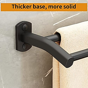 16" Towel Holder for Bathroom Wall Mounted, Matte Black Towel Rack, Double Towel Bar