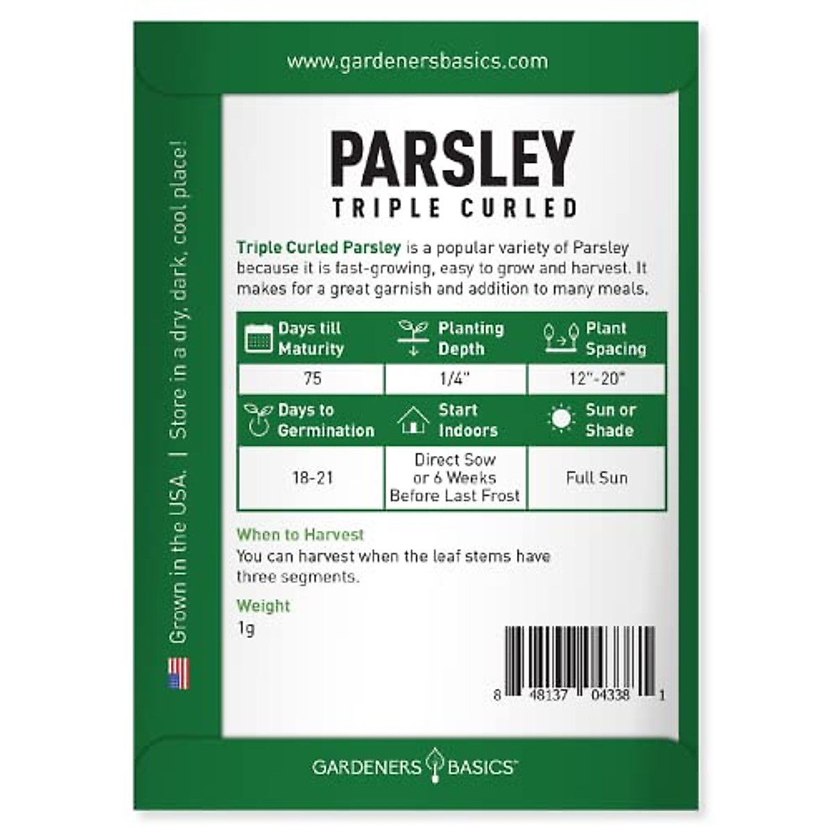 Curled Parsley Seeds for Planting Indoors and Outdoors Heirloom, Open-Pollinated, Non-GMO Curly Herb Variety- Great for Home Gardens and More by Gardeners Basics