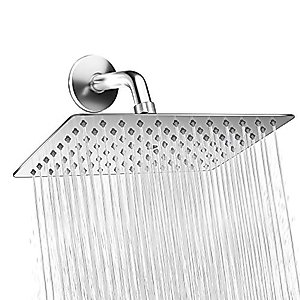 Blue Ocean 10"x7" SHK08 Ultra Thin Premium Stainless Steel Bath Rainfall Shower Head | Adjustable Brass Swivel Ball Joint