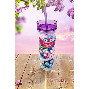 Spoontiques - Tall Cup with Straw - Acrylic Drinkware with Coordinated Lid and Straw - Batman, multicolor, 10.5" h (22101)