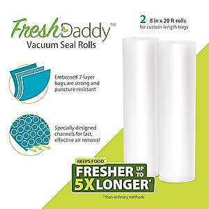 Presto 09510 FreshDaddy Vacuum Seal Rolls for Custom-Length Bags