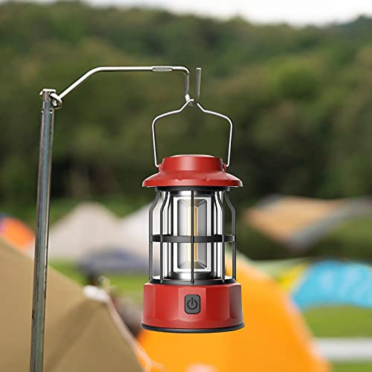Camping Lights Tent Camp Atmosphere Lights Retro Lighting Portable Rechargeable Portable Horse Lights (Red)
