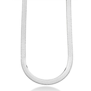 Miabella Solid 925 Sterling Silver Italian 10mm Flat Herringbone Chain Necklace for Women, Made in Italy (Length 20 Inches)