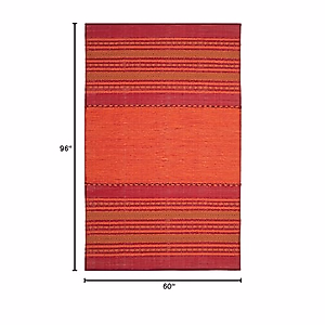 SAFAVIEH Montauk Collection Area Rug - 5' x 8', Orange & Red, Handmade Flat Weave Cotton, Ideal for High Traffic Areas in Living Room, Bedroom (MTK215A)