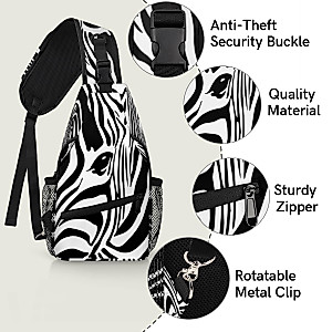 bisibuy Zebra Striped Sling Bag for Women Men Crossbody Sling Backpack Shoulder Bag Chest Bag Daypack for Travel Hiking Outdoor