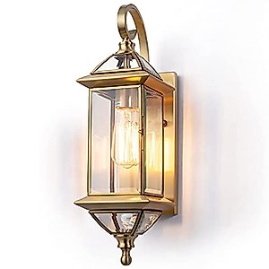 GAZELIGHTING Copper Outdoor Lights Wall Mount 18.5" H Porch Light Oil Rubbed Brass Exterior Light Fixture with Clear Glass,Outside Lighting for Patio, Garage, Frontdoor 1 Pack,Bulb Not Included